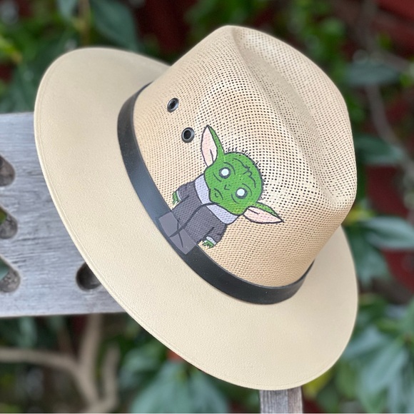 Accessories | Mexican Artisan Hand Painted Baby Yoda Panama Fedora Sun ...